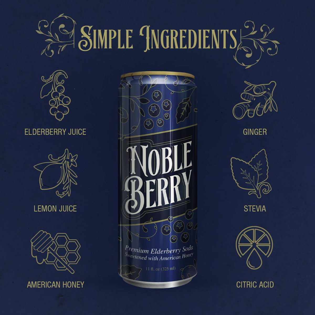 Noble Berry Elderberry Premium Soda - 12 Pack Case – Elder Farms
